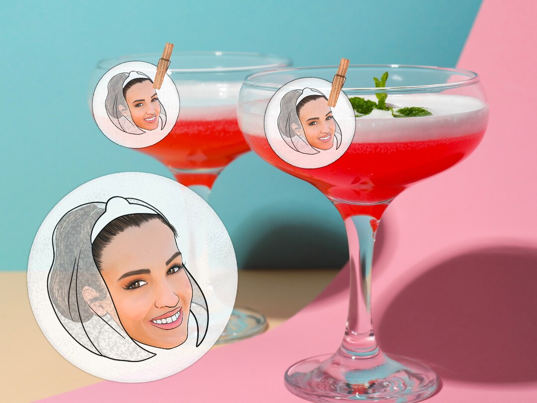 Edible Illustrated Cocktail Toppers | Drawing From Photo | Personalised ...