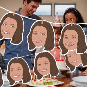 Personalised Illustrated Banner: Custom Portrait Drawing for Birthday ...