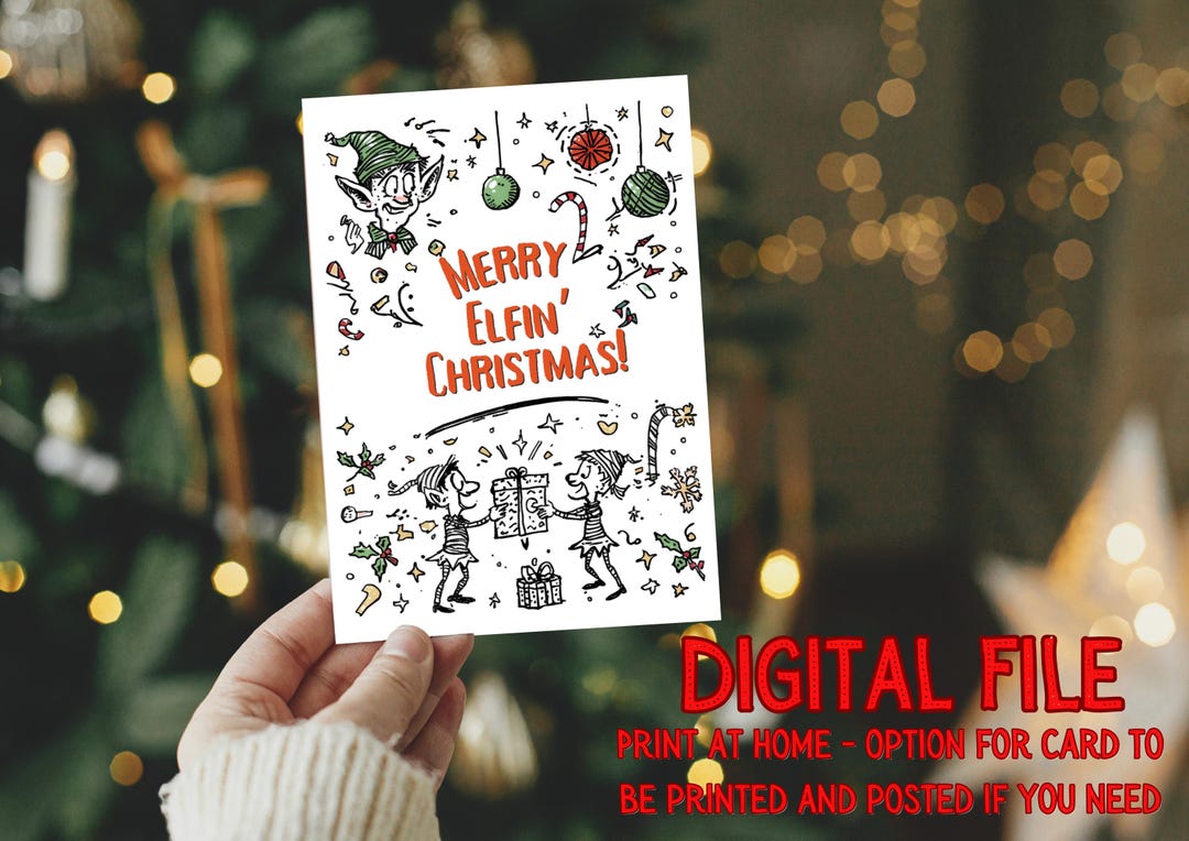 Merry Elfin Christmas! Funny Santa Card – DIGITAL DOWNLOAD | Printable ...