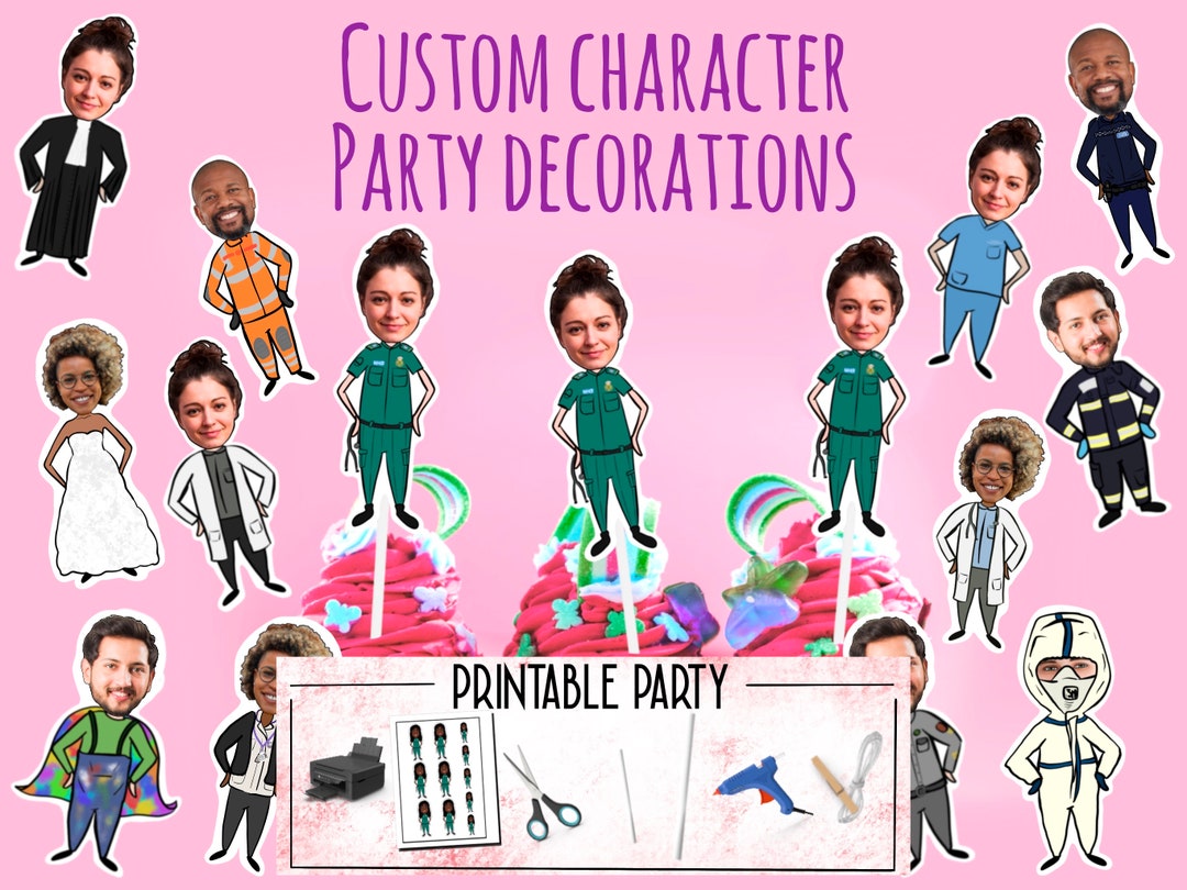 Printable Custom Cake Topper, Paramedic Gift, Drawing From Photo, Happy ...