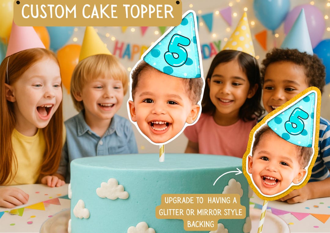 Kids Birthday Cake Topper – Custom Face Cake Decoration – Personalised ...