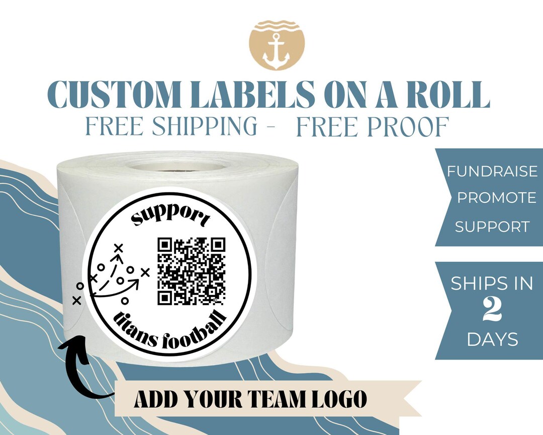 Custom QR Code Football Labels: 2 Inch Label, Roll of Labels, QR Social ...