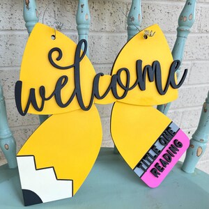 Teacher Welcome Sign Hanger for Teacher Door Pencil Sign Custom Gift ...