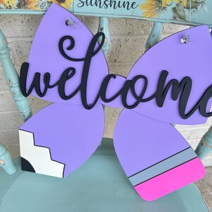 Teacher Welcome Sign Hanger for Teacher Door Pencil Sign Custom Gift ...