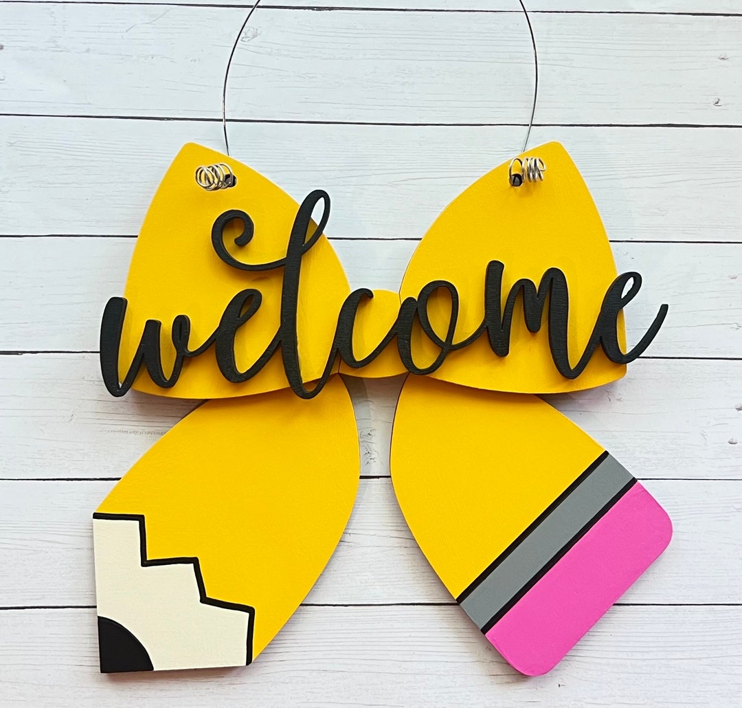 Teacher Welcome Sign Hanger for Teacher Door Pencil Sign Custom Gift ...