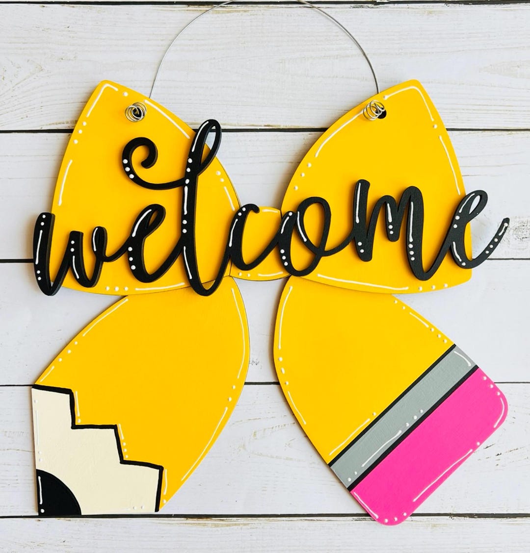 Teacher Welcome Sign Hanger for Teacher Door Pencil Sign Custom Gift ...
