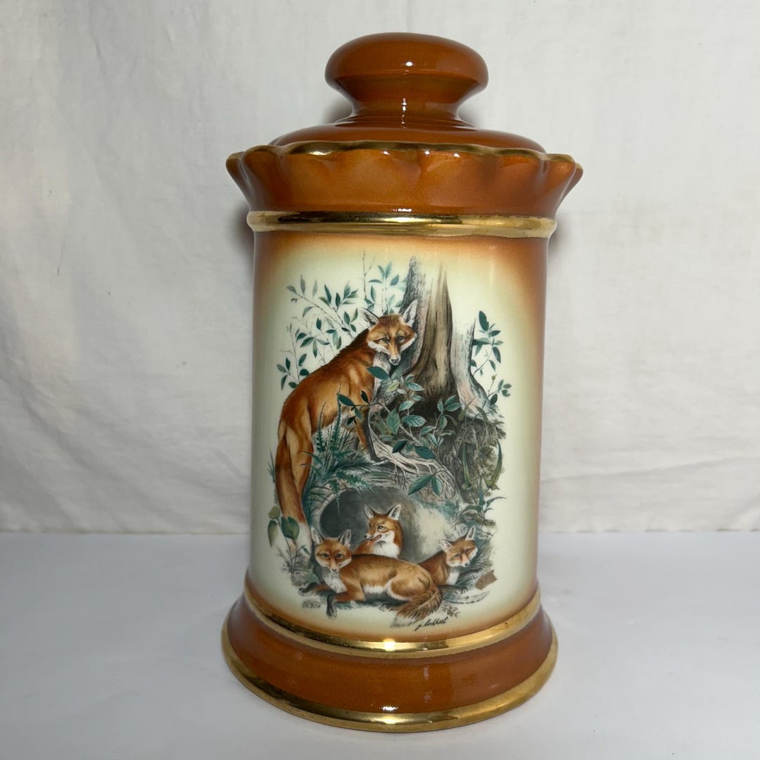 1972 Canister Jim Beam Decanter by James Lockhart Red Fox Family ...