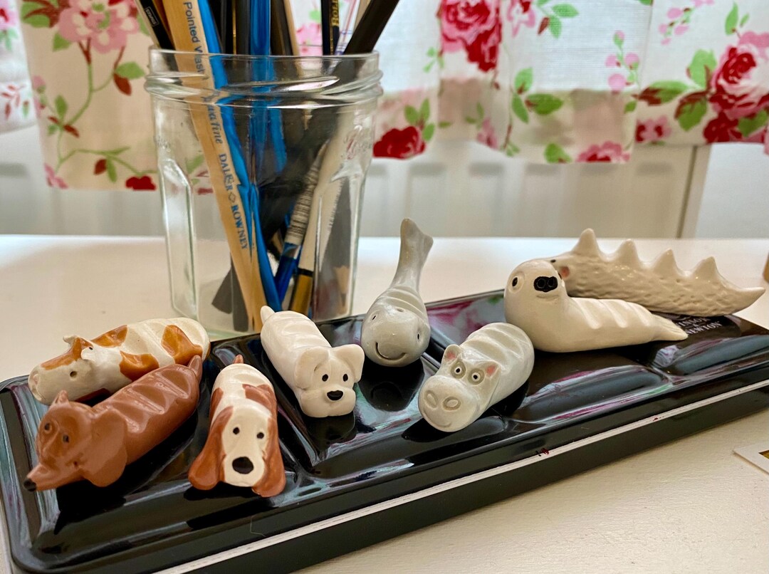 Artist Gift - Paint Brush Rest - Handmade Ceramic Animal - Etsy UK