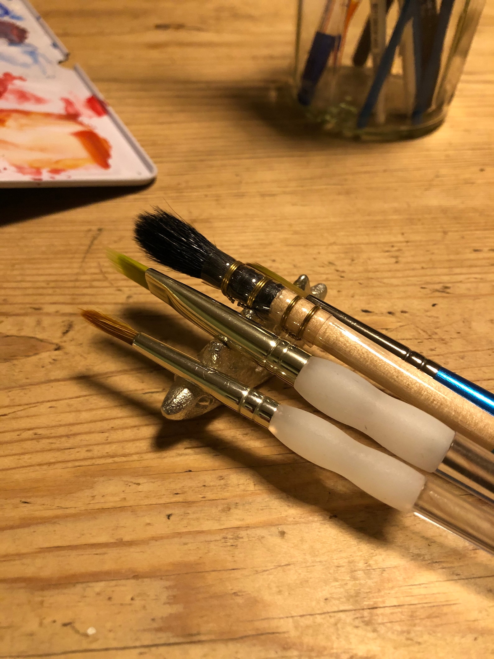 Paint Brush Rest Gift for Artist Pewter Pen Rest - Etsy