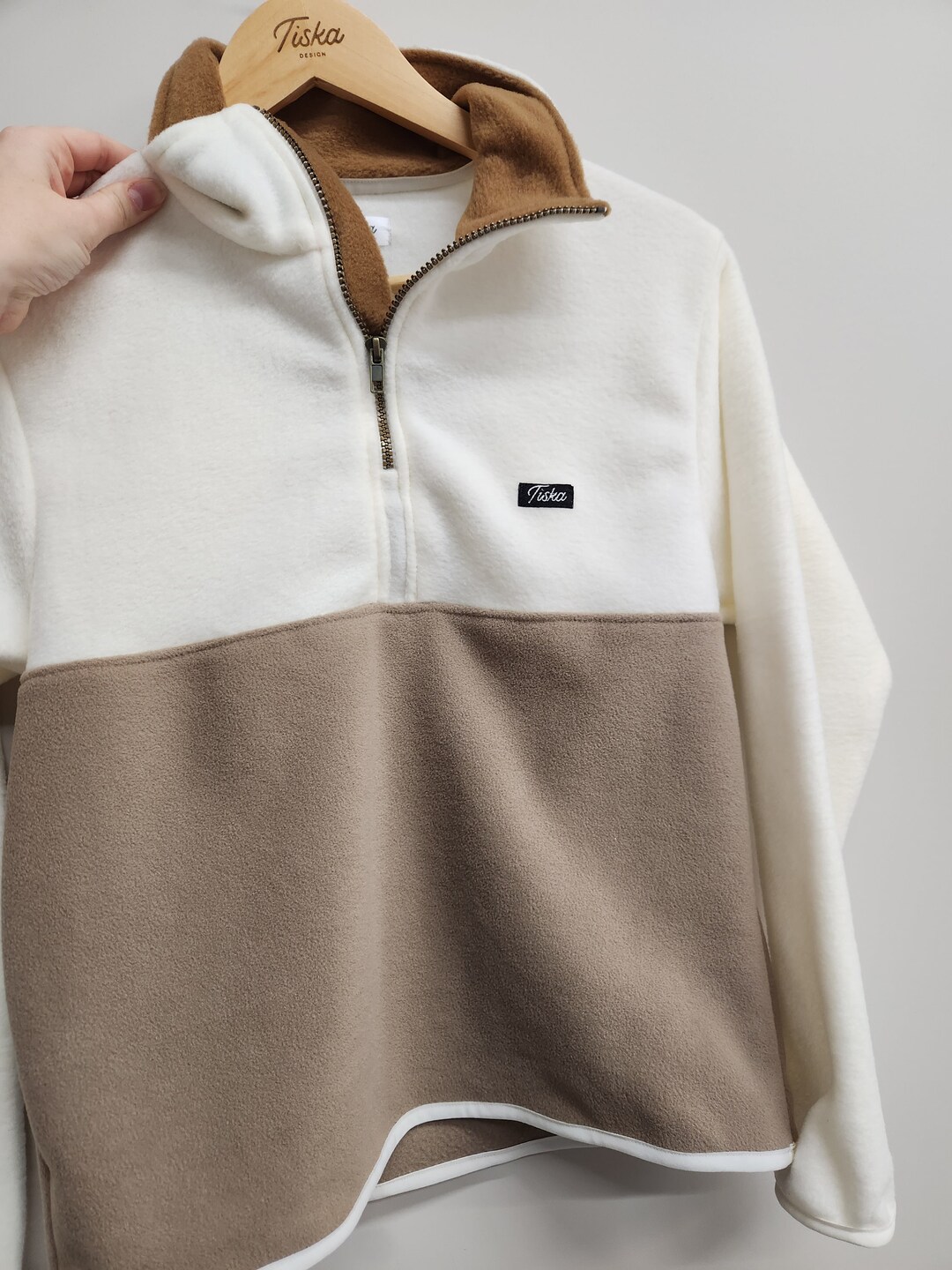 Fleece Jacket Unisex Polar Taupe and Cream Polar Beige, Brown. Fleece ...