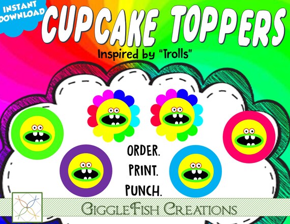 items-similar-to-trolls-flower-cupcake-toppers-digital-file-instant