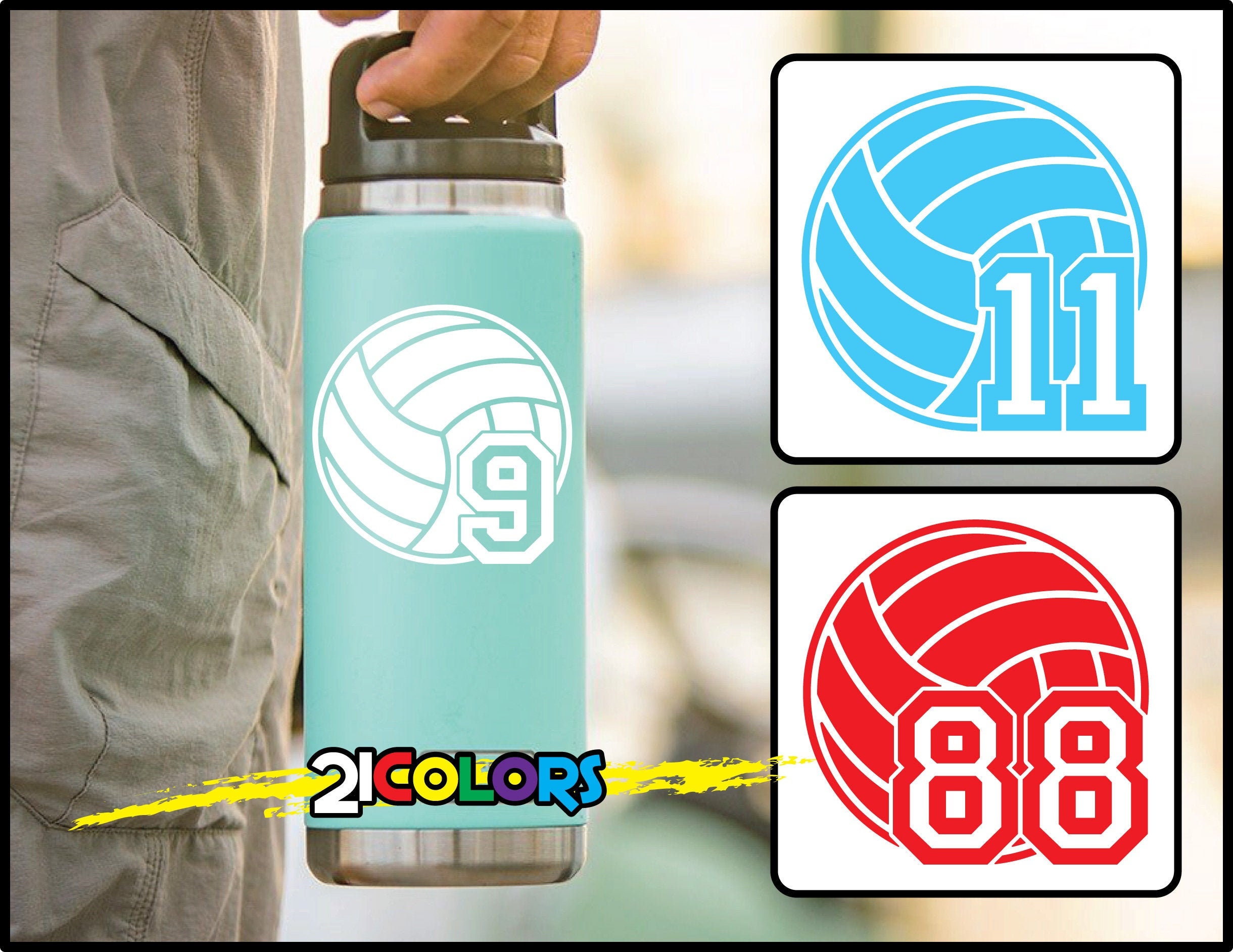 Volleyball Number Decal | Gift | Sticker | Solid - Etsy