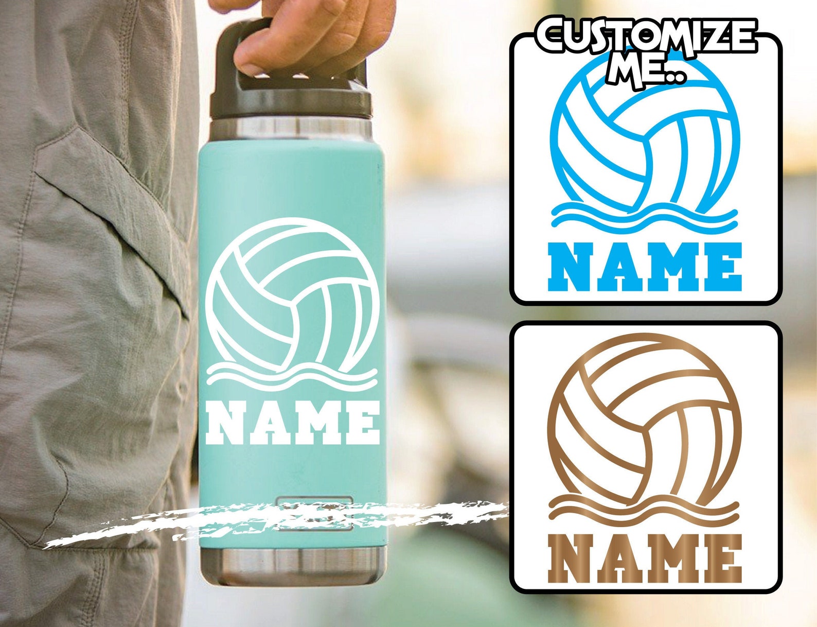 Water Polo W/ Name Sticker: Ball Design Vinyl Decal - Etsy