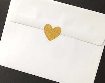 GOLD Double Heart Stickers for Wedding Announcements Seal Stickers ...