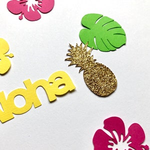 Hawaiian Luau Party Confetti, Hibiscus, Monstera Leaves, Aloha and ...