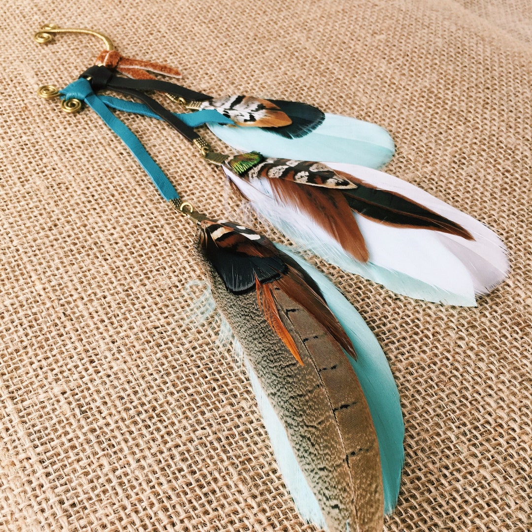 Sustainable Long Feather Ear Wrap | Handcrafted From Recycled Materials ...