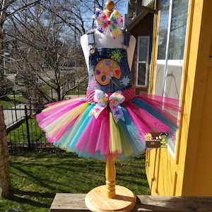 Paint Party Outfit, Tutu Overalls, Paint & Sip Party, Denim Tutu Jumper ...