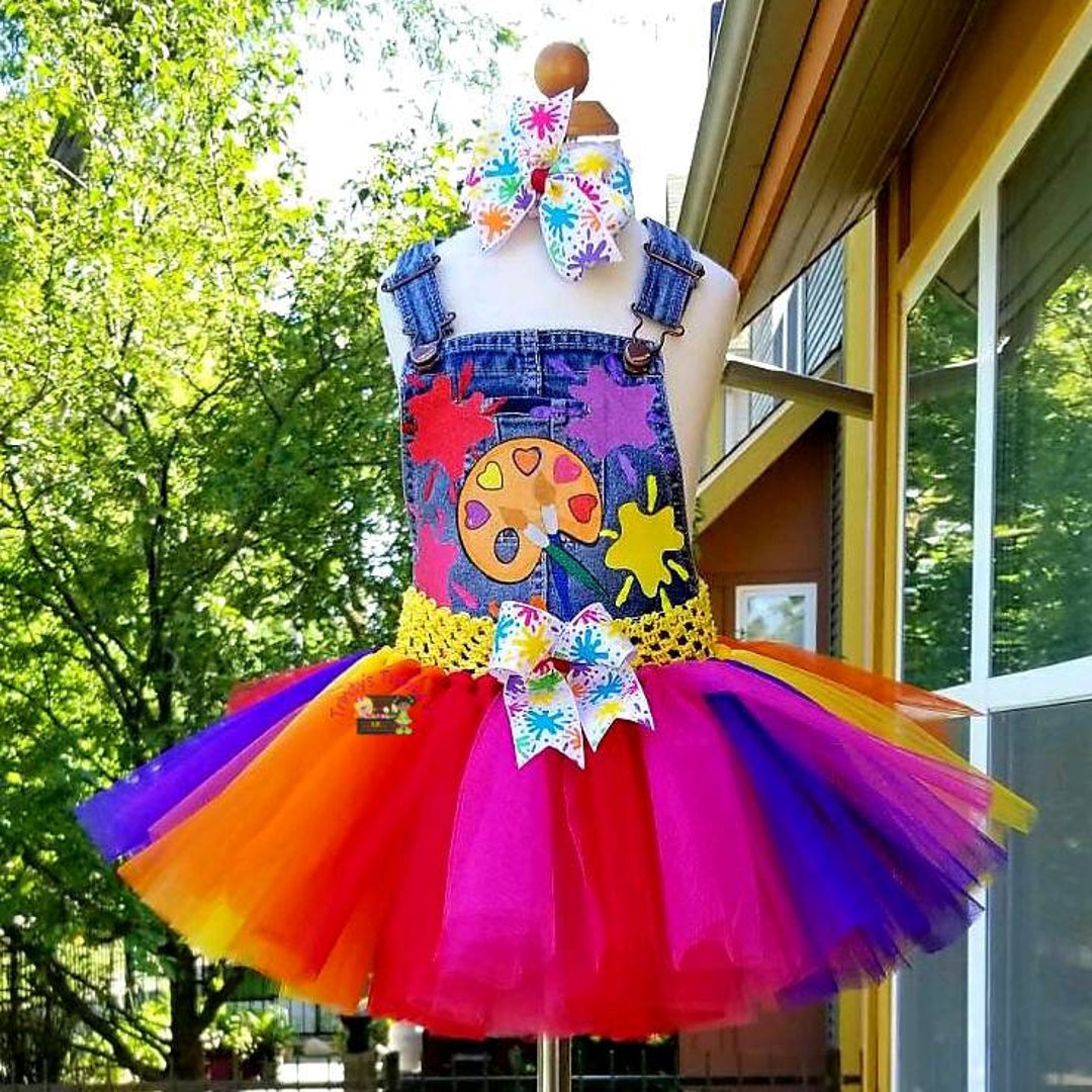 Paint Party Outfit, Tutu Overalls, Paint & Sip Party, Denim Tutu Jumper ...
