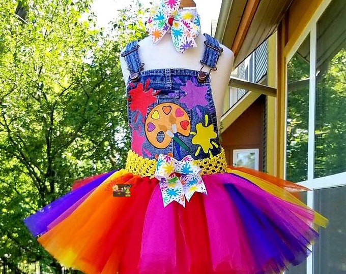 Paint Party Outfit, Tutu Overalls, Paint & Sip Party, Denim Tutu Jumper ...