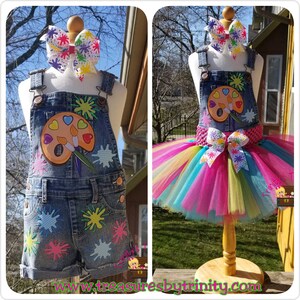 Paint Party Outfit, Tutu Overalls, Paint & Sip Party, Denim Tutu Jumper ...