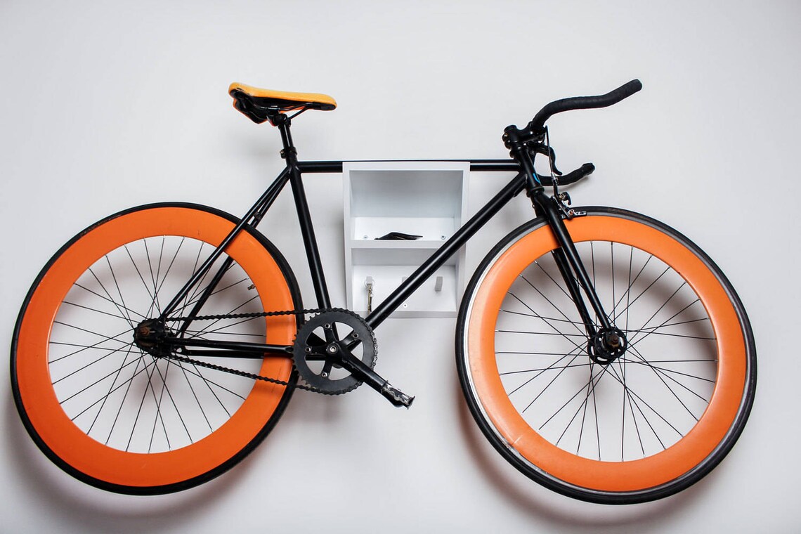 Wall Mounted Bike Rack/ Wooden Bicycle Shelf / White Bike - Etsy