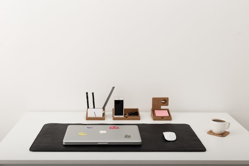 Large Leather Laptop Mat / Leather and Felt Desk Pad / - Etsy