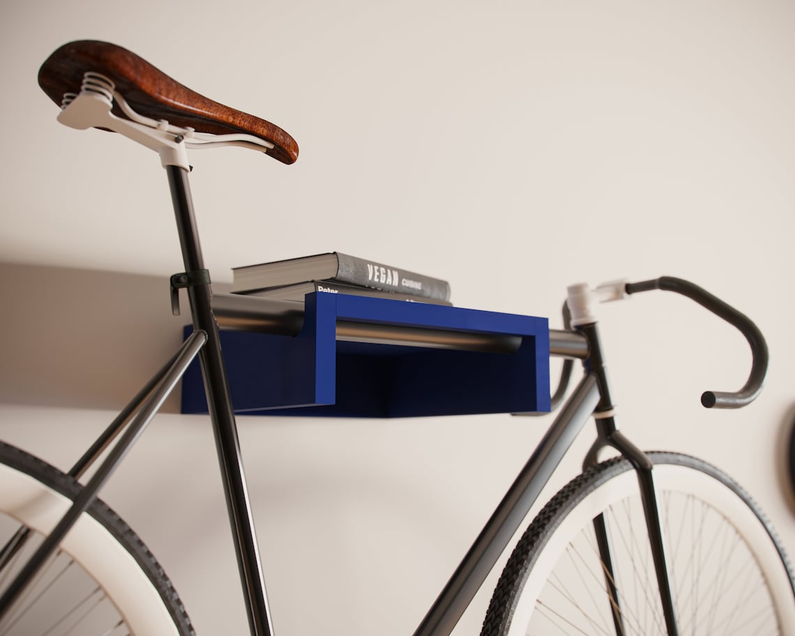 Wooden Bike Wall Mount / Blue Wall Bike Rack / Wood Bike - Etsy