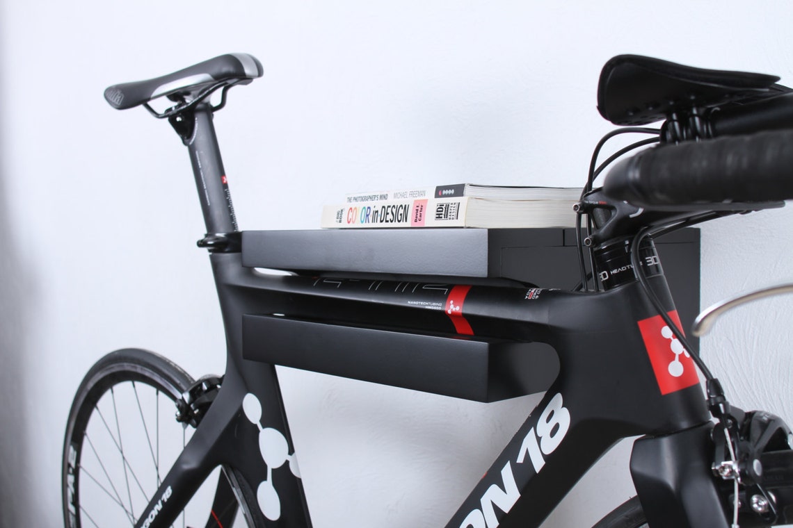 Wooden Bike Rack / Black Bike Wall Mount / Wood Bike Shelf / - Etsy