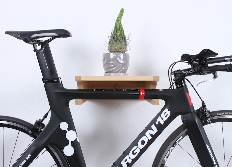 Wood Bike Wall Mount / Natural Wood Bike Rack / Bike Storage / | Etsy