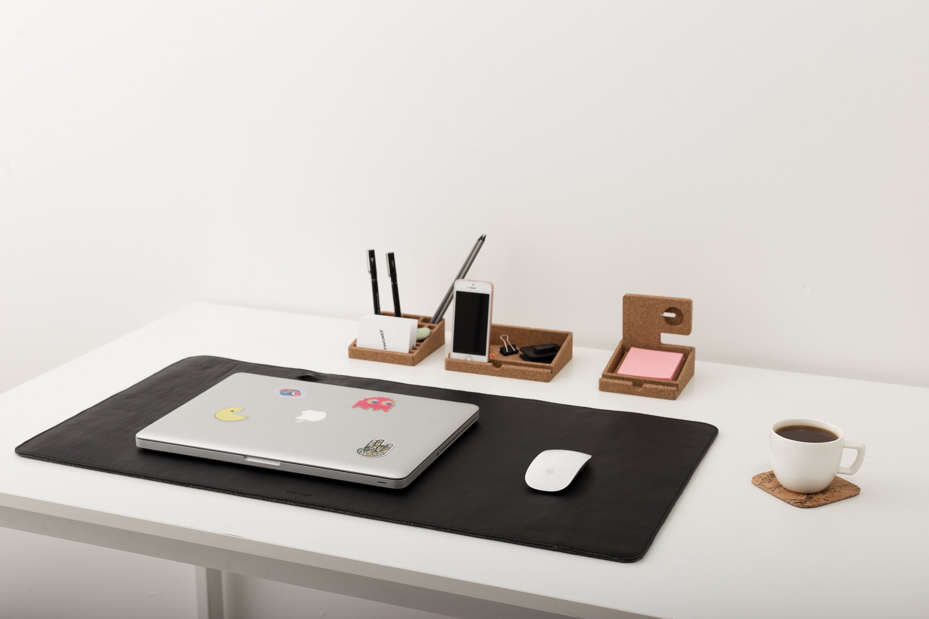 Large leather laptop mat / Leather and felt desk pad / | Etsy