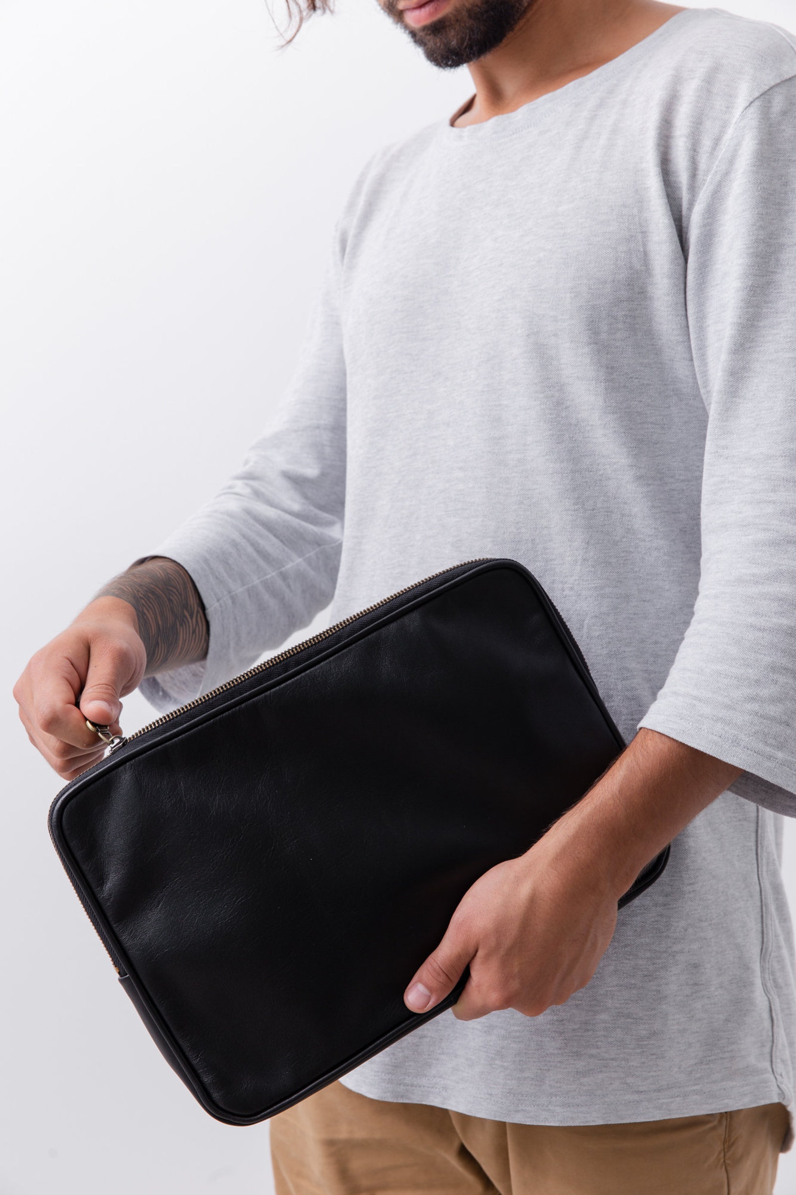 MacBook air leather sleeve / Laptop zip folio / MacBook pro | Etsy