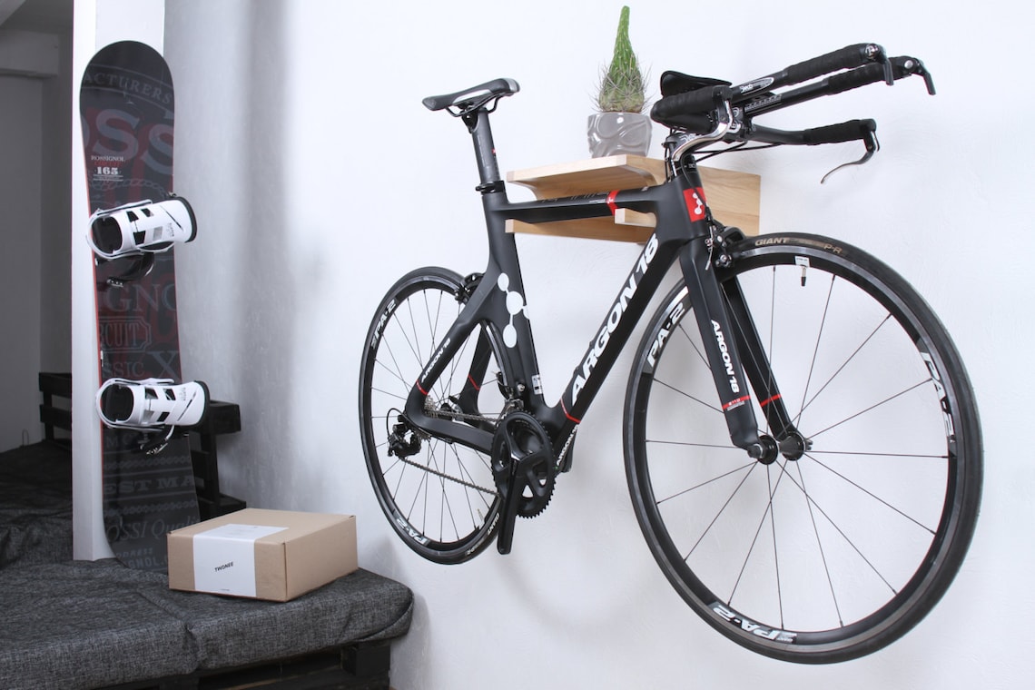 Wood Bike Wall Mount / Natural Wood Bike Rack / Bike Storage / - Etsy