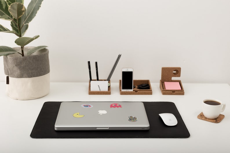 Leather Desk Pad / Leather and Felt Laptop Mat / Desk Organizer ...