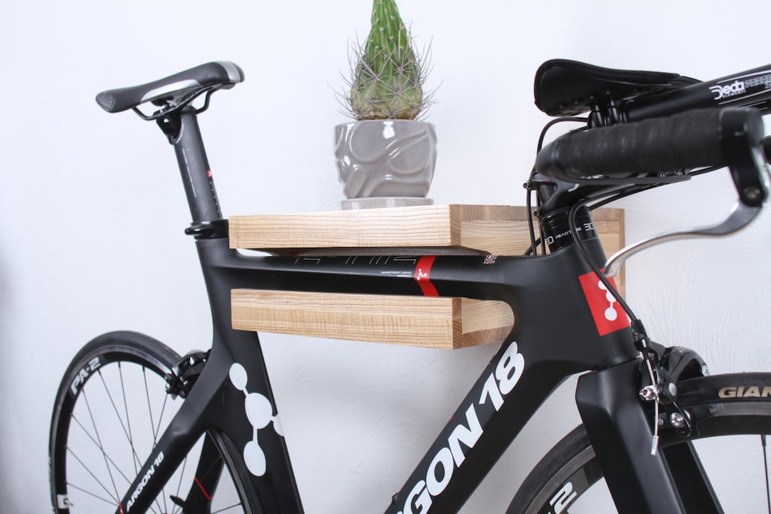 Wooden Bike Shelf / Wall Mount Bike Rack / Wall Bike Holder / Wood ...