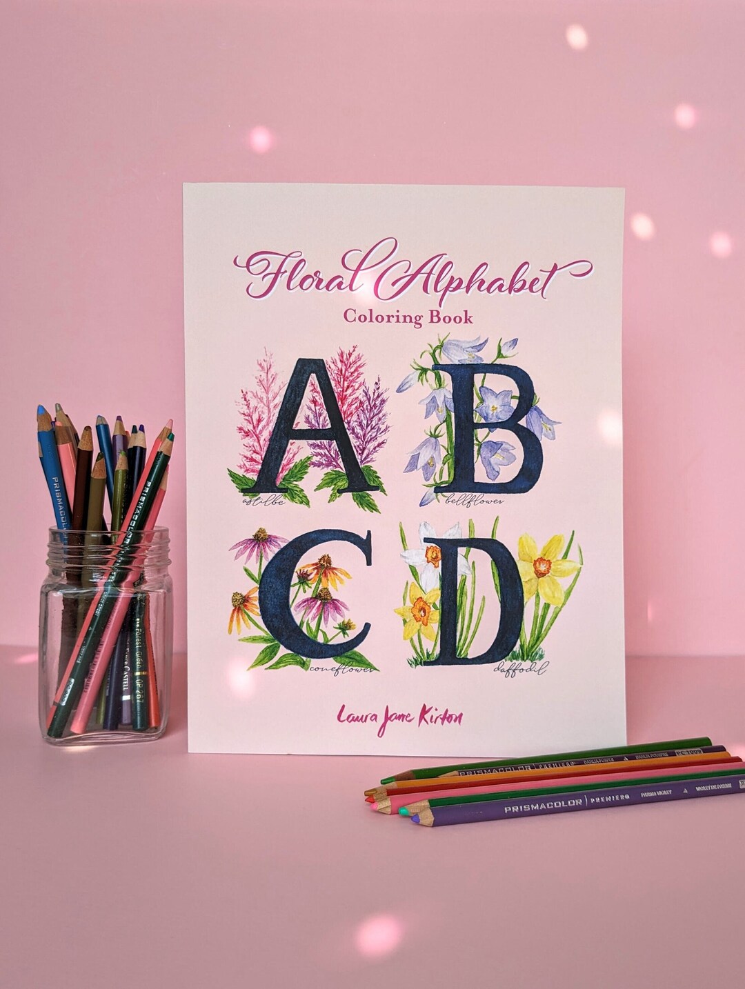 Floral Alphabet Coloring Adult Book - Etsy