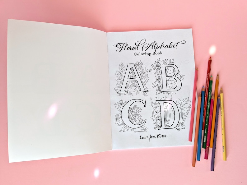 Floral Alphabet Coloring Adult Book - Etsy