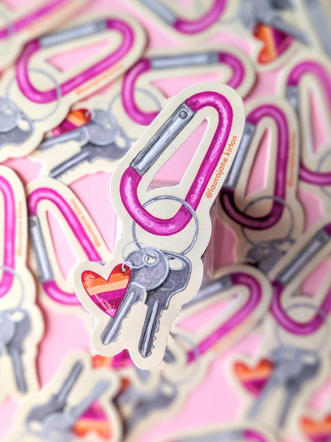 Lesbian Carabiner Keychain // Waterproof Vinyl Sticker - Etsy