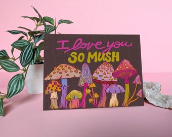 I Love You Very Mush Valentines Greeting Card Mushroom Valentines ...