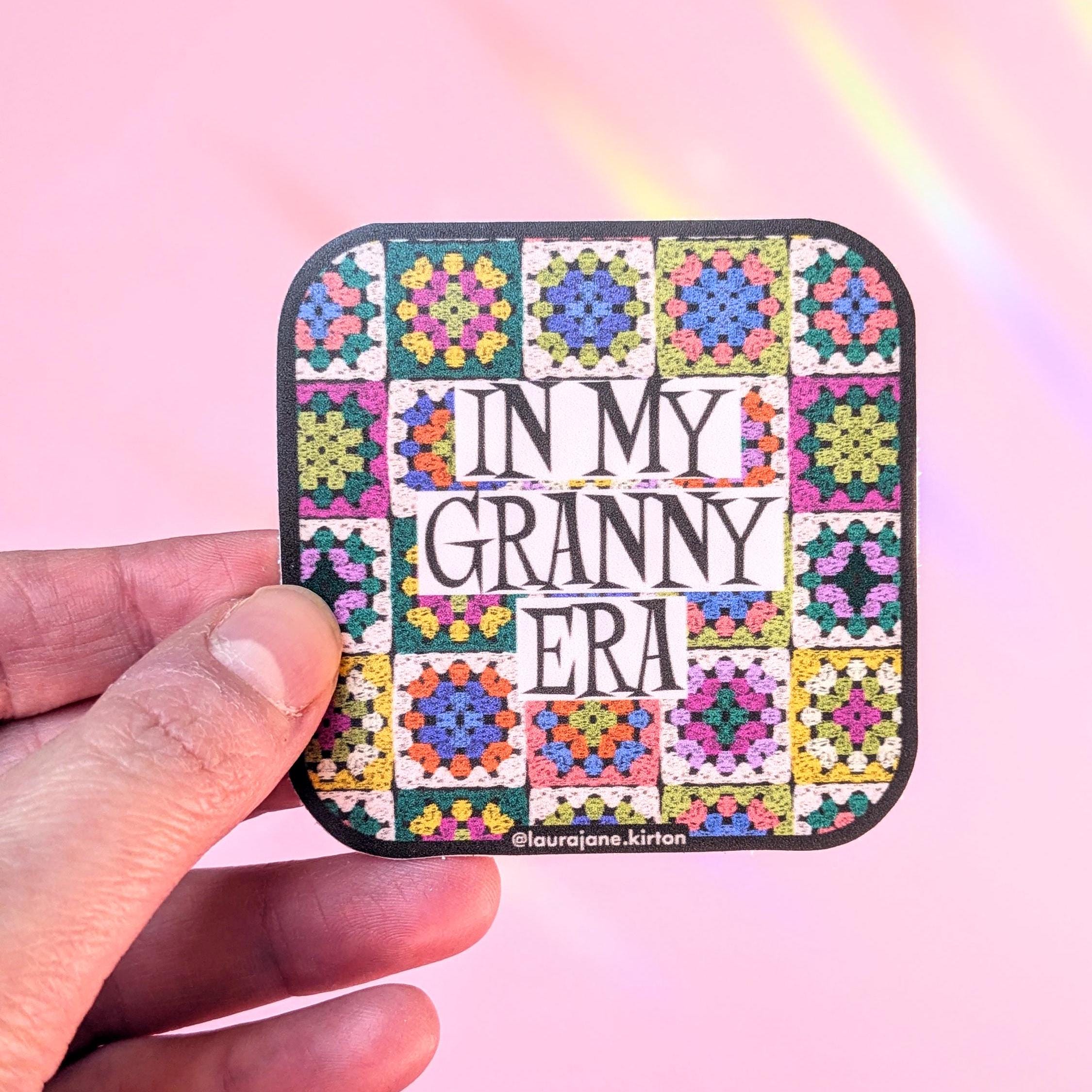 Granny Era Sticker: Crochet Granny Square, Waterproof Vinyl - Etsy