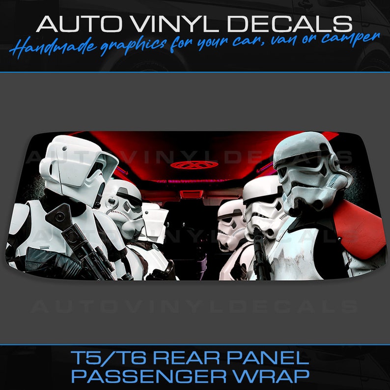 Volkswagen VW T5 T6 Rear Door Stormtrooper Passengers Vinyl Wrap Pre ...