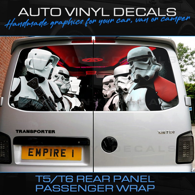 Volkswagen VW T5 T6 Rear Door Stormtrooper Passengers Vinyl Wrap Pre ...