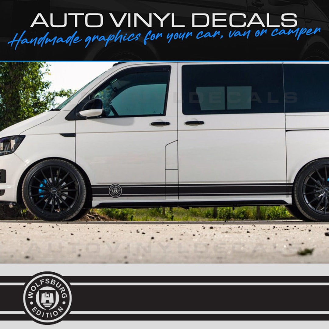 Volkswagen VW T5 T6 Side Stripe Styling Kit Vinyl Graphics Decal Dubbed ...
