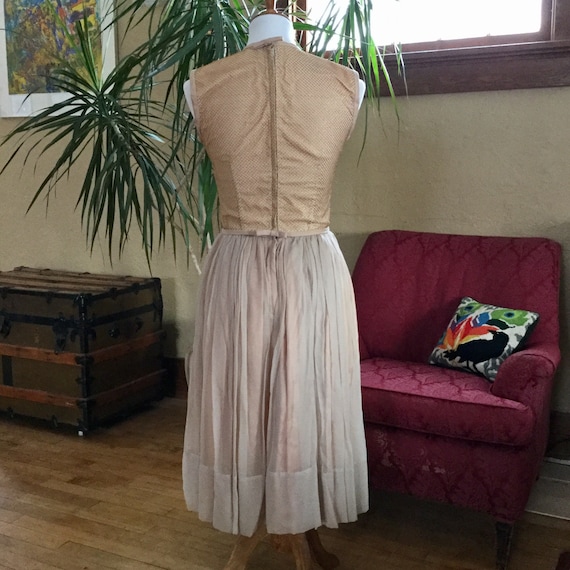 Midcentury Jonathan Logan Dress - Tan and Gold Vintag… - Gem