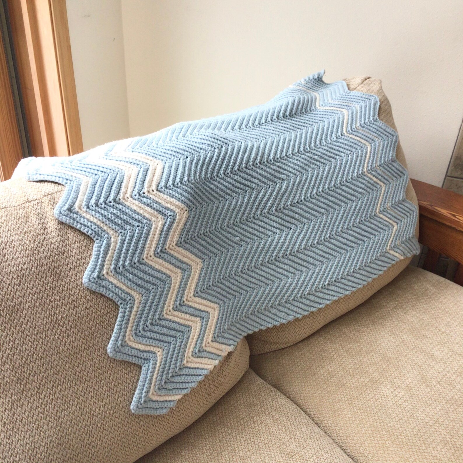 Vintage Blue and White Afghan Vintage Baby Afghan Blue | Etsy