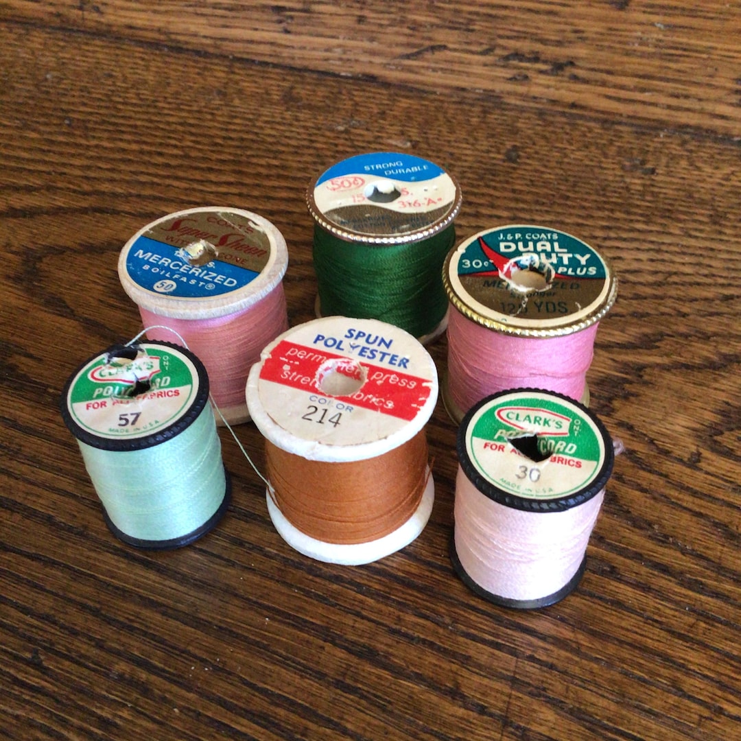 Set of 6 Vintage Thread Spools - Vintage Thread Collection - J & P ...