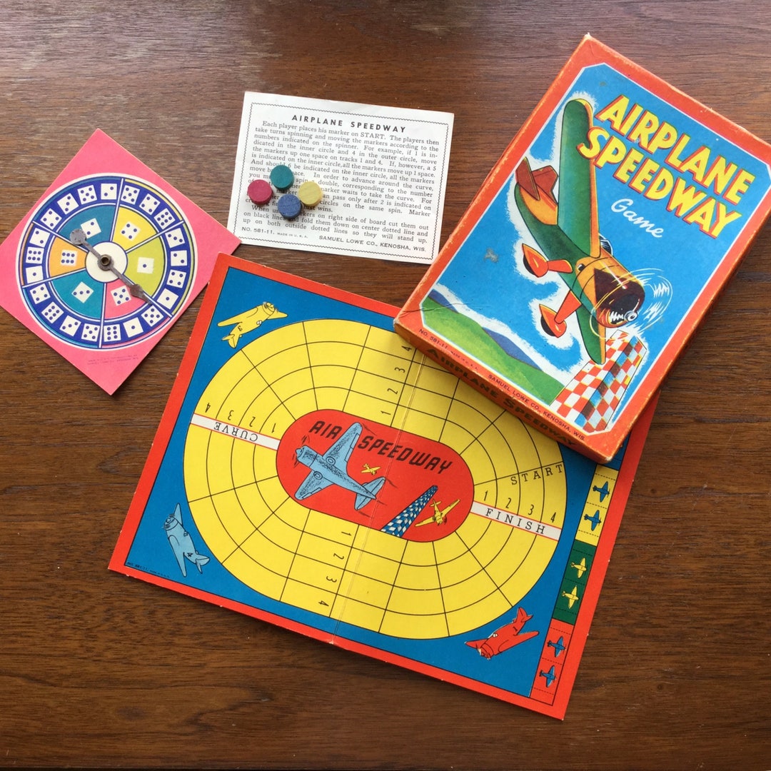 Vintage Airplane Speedway Game - Rare Game - 1940s Board Game - Made in ...