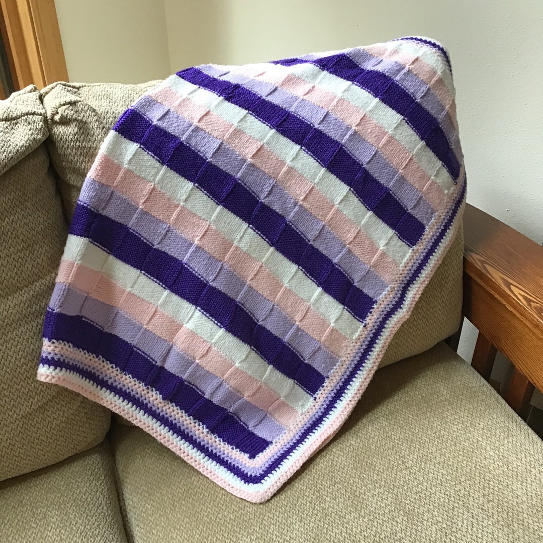 Vintage Pink and Purple Afghan - Vintage Baby Afghan - Small Afghan ...