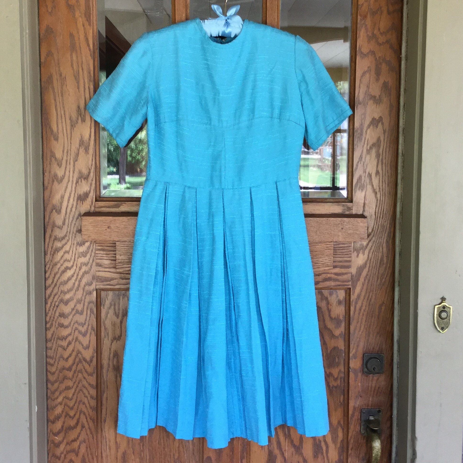 Vintage Union Made Dress - Women’s Midcentury Dress - Textured Blue ...