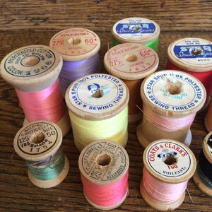 Collection of Vintage Thread Spools Set of 12 Wooden Spools With a ...