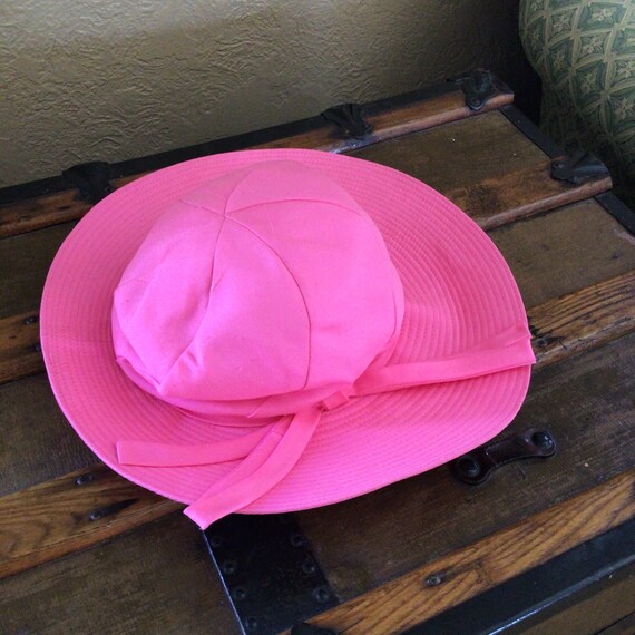 Pink Vintage Hat - Pink Wide Brim Hat - Wide Brimmed … - Gem